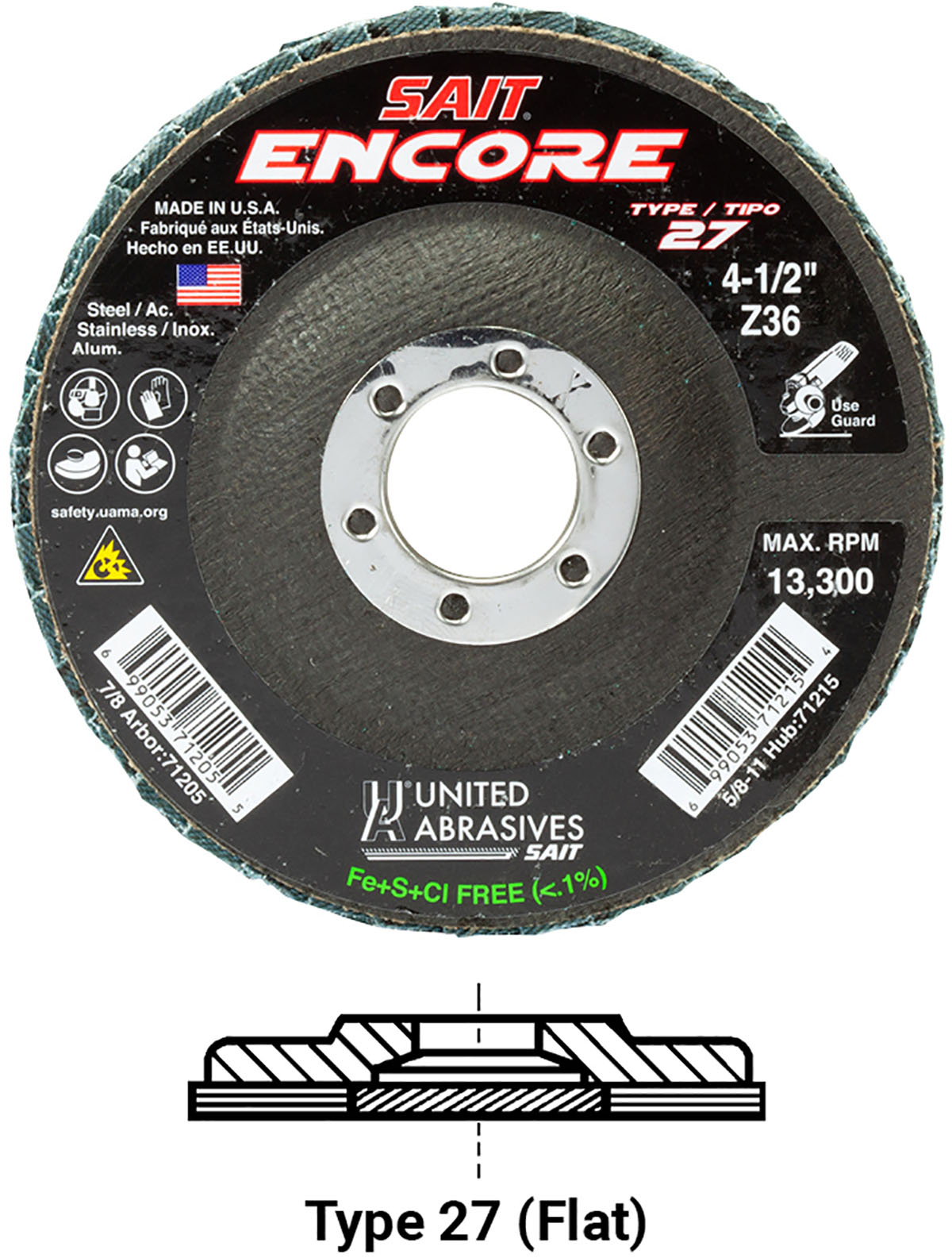 United Abrasives - Sait Encore 4-1/2" Regular Density Flap Discs ...