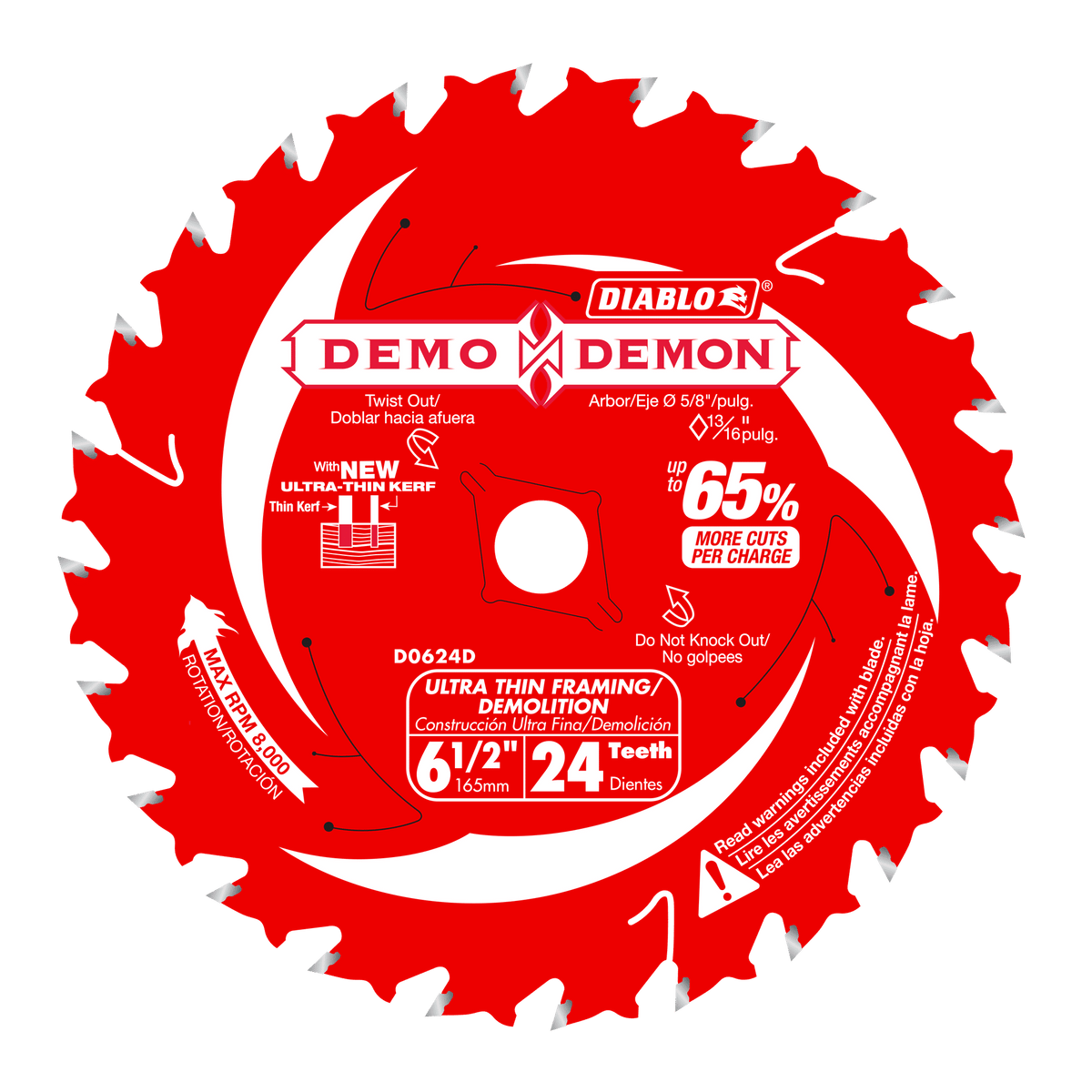 Diablo D0624DA 6-1/2" x 24-Teeth Demo Demon Ultra-Thin Framing/Demolit ...