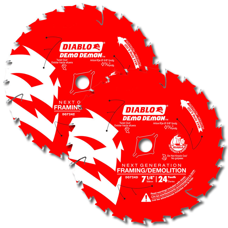 Diablo D0724DVPX 7-1/4" Framing/Demolition Saw Blade 2 Pack — Coastal Tool