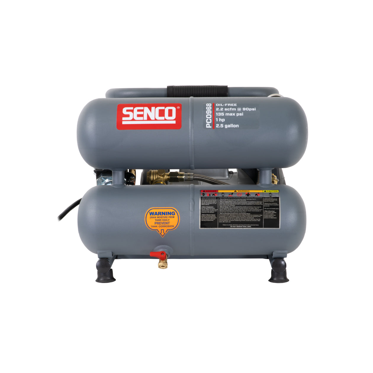 Senco PC0968 1 HP, 2-1/2 Gallon Twin Tank Air Compressor — Coastal Tool