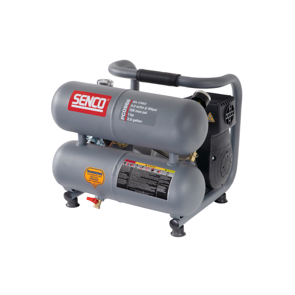 Senco PC0968 1 HP, 2-1/2 Gallon Twin Tank Air Compressor — Coastal Tool