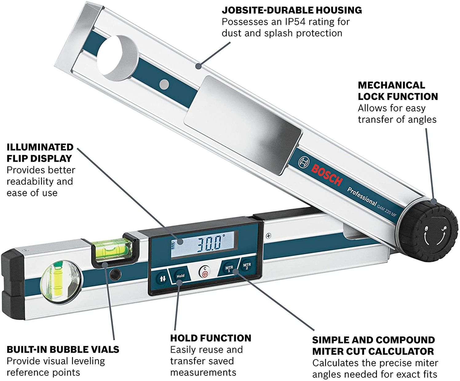 Bosch GAM 220 MF Miterfinder Digital Angle Finder — Coastal Tool